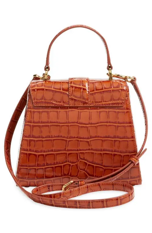 Veronica Beard Crest Lock Croc Embossed Leather Top Handle Bag