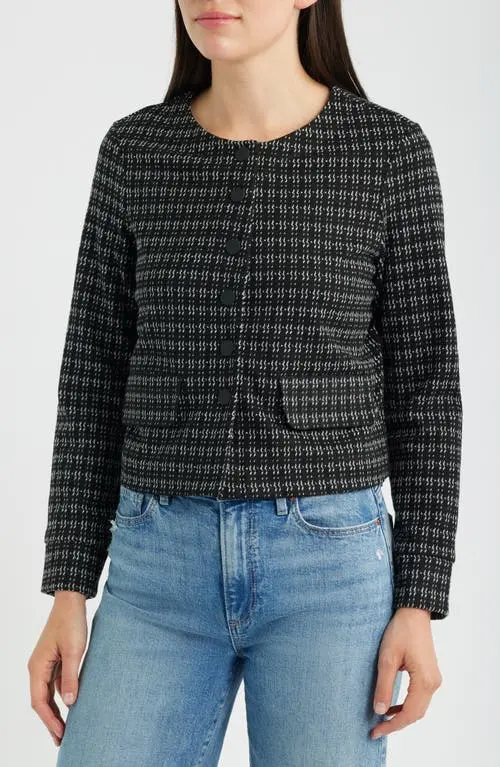 NIC+ZOE Collarless Jacquard Knit Jacket