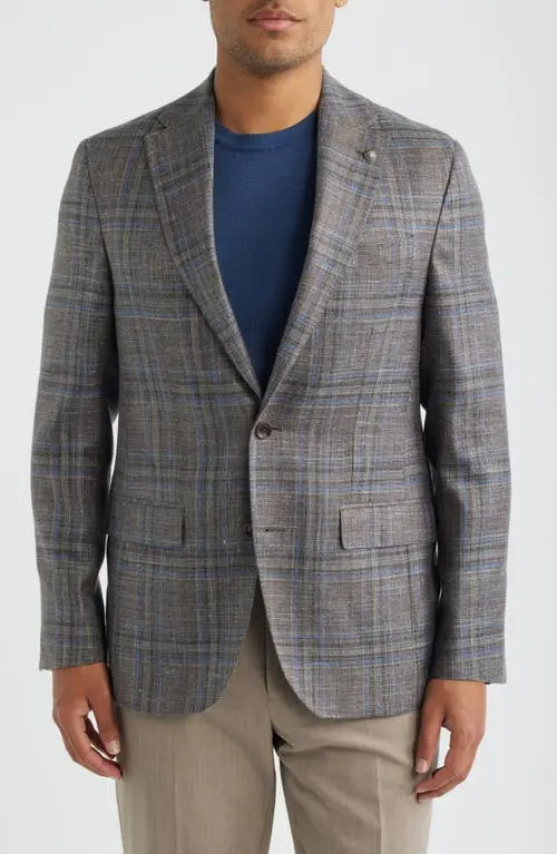 JACK VICTOR Midland Contemporary Fit Windowpane Check Sport Coat - Brown
