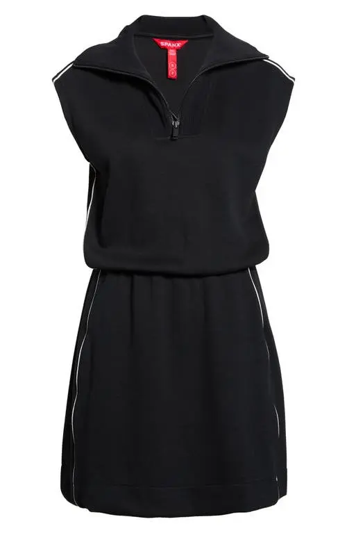 Spanx Airpique Half Zip Modal Blend Dress - Very Black