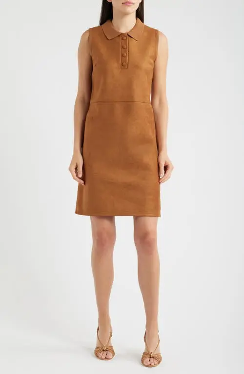 NIC+ZOE Marley Faux Suede Sheath Dress - Saddle
