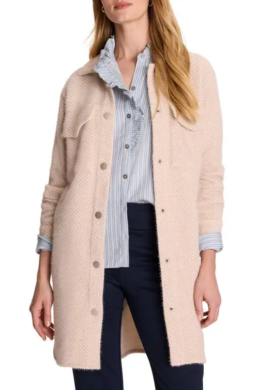 NIC+ZOE Cozy Twill Jacquard Knit Shirt Jacket - Neutral Multi