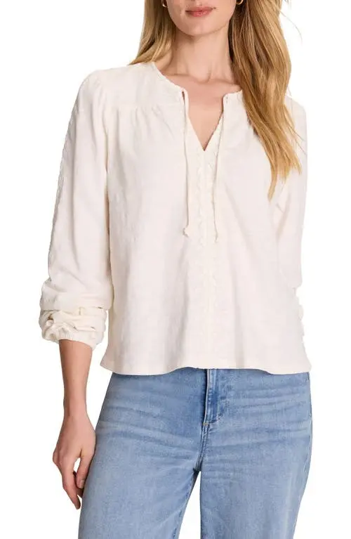 NIC+ZOE Embroidered Poet Top - Coconut