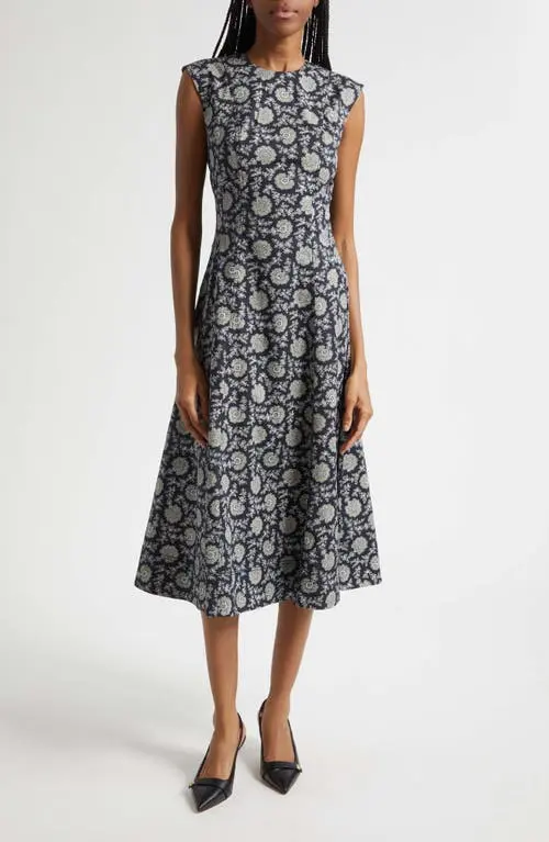 Veronica Beard Dulce Stretch Cotton Dress - Black/camel/green Multi