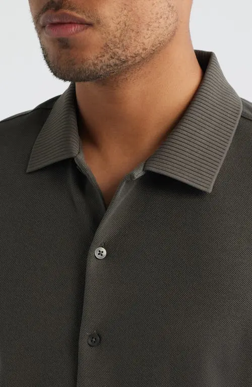 Robert Barakett Sorrell Short Sleeve Cotton Piqué Button-up Shirt - Beluga