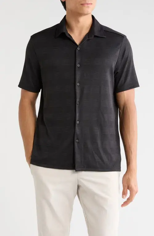 Robert Barakett Edmond Short Sleeve Knit Button-up Shirt - Black
