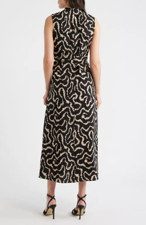 Maggy London Abstract Print Stretch Twist Waist Dress