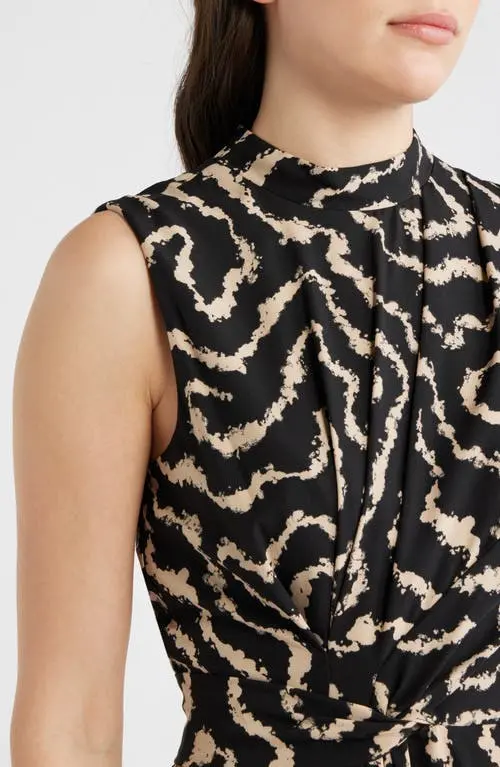 Maggy London Abstract Print Stretch Twist Waist Dress