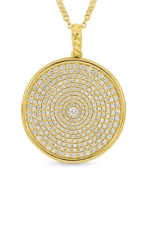 Bony Levy 18k Gold Pavé Diamond Medallion Pendant Necklace