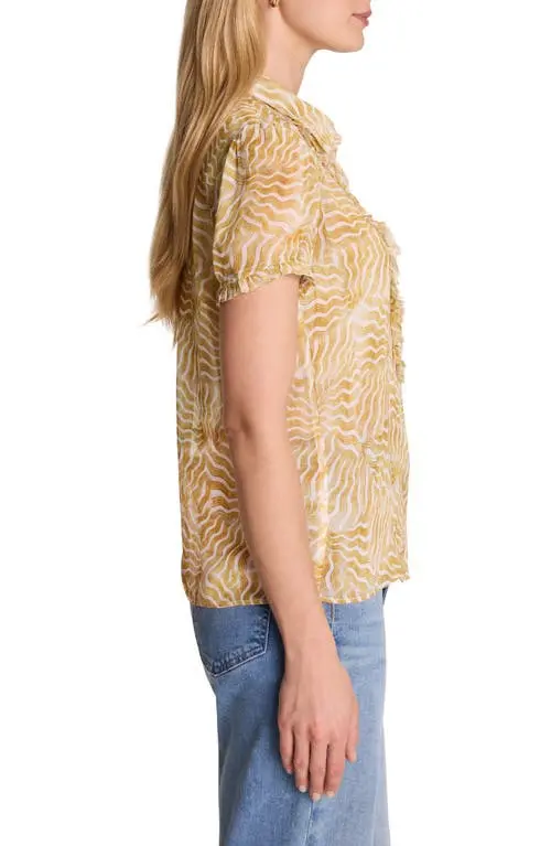 NIC+ZOE Sunrays Ruffle Placket Georgette Button-up Shirt