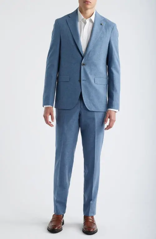 JACK VICTOR Midland Contemporary Fit Mélange Wool & Cotton Blend Suit - Light Blue