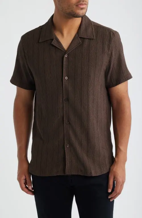 Robert Barakett Pedri Crepe Textured Camp Shirt - Espresso