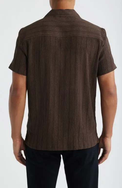 Robert Barakett Pedri Crepe Textured Camp Shirt - Espresso