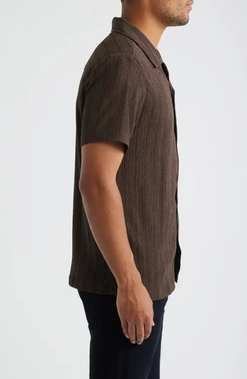 Robert Barakett Pedri Crepe Textured Camp Shirt - Espresso
