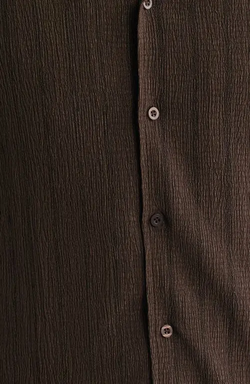Robert Barakett Pedri Crepe Textured Camp Shirt - Espresso