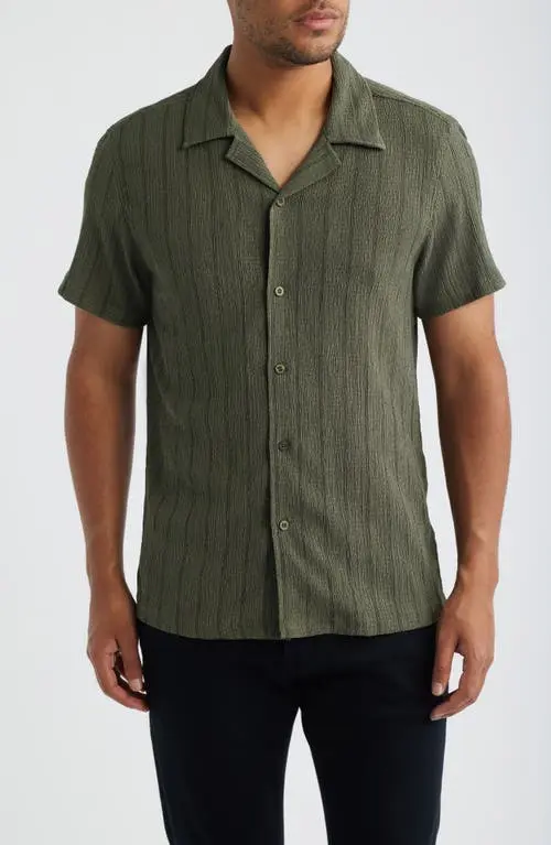 Robert Barakett Pedri Crepe Textured Camp Shirt - Olive