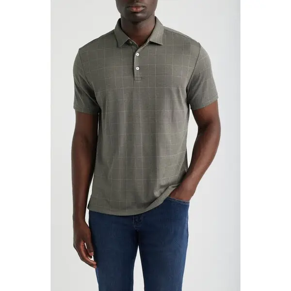 Robert Barakett Ardyn Grey Check Cotton Blend Polo