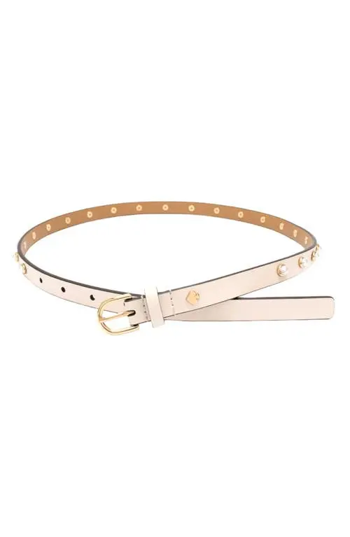Kate Spade New York Faux Pearl Studded Leather Belt - Cream