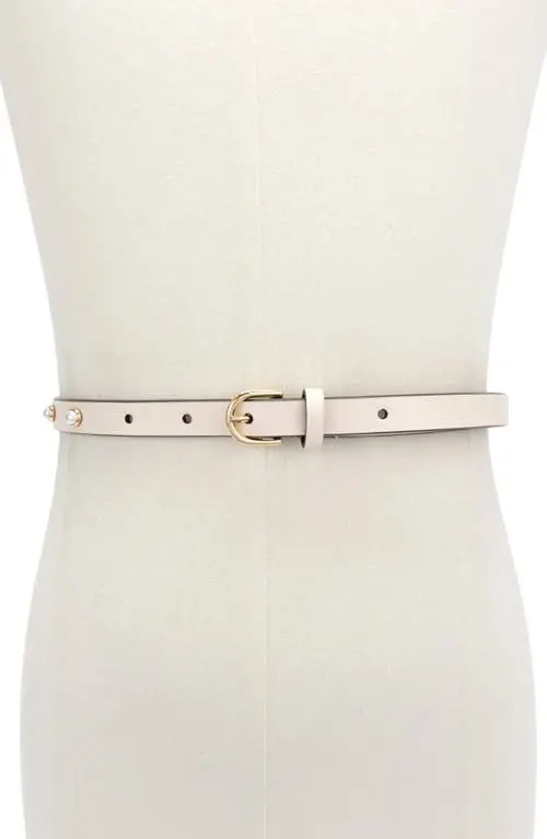 Kate Spade New York Faux Pearl Studded Leather Belt - Cream
