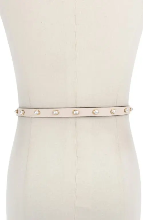 Kate Spade New York Faux Pearl Studded Leather Belt - Cream