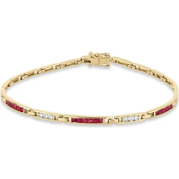 Bony Levy 18k Gold El Mar Gemstone And Natural Diamond Line Bracelet - 18k Gold/diamond/ruby