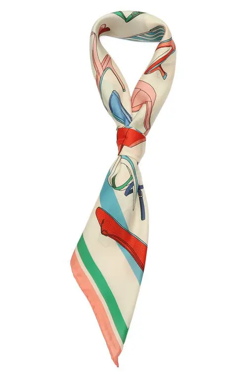 Kate Spade New York Shoes Print Silk Square Scarf - Ivory Multi