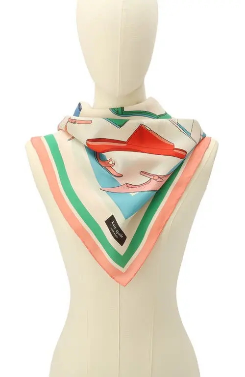 Kate Spade New York Shoes Print Silk Square Scarf - Ivory Multi