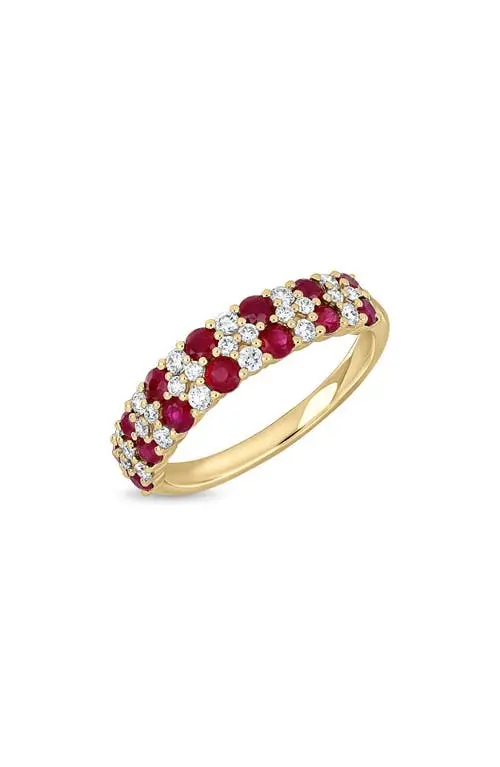 Bony Levy 18k Gold El Mar Gemstone Band Ring - 18k Yellowgold/diamond/ruby