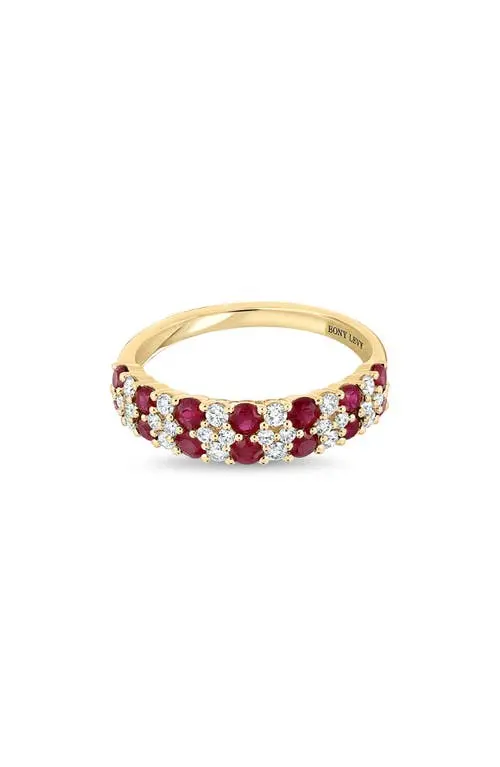 Bony Levy 18k Gold Emerald And Diamond Band Ring