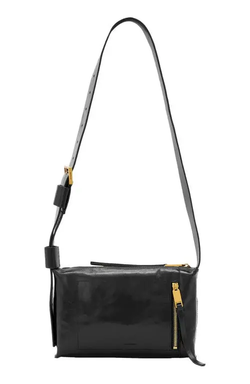 ALLSAINTS Alba Shine Leather Crossbody Bag - Black