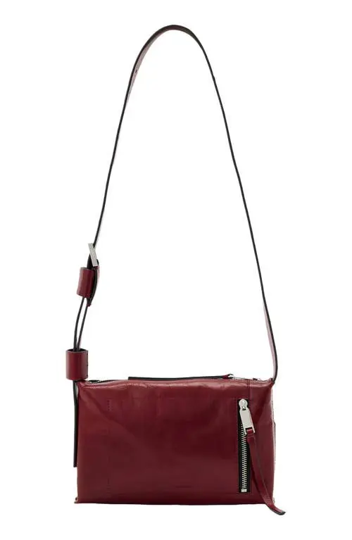 ALLSAINTS Alba Shine Leather Crossbody Bag - Garnet Red