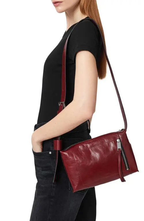 ALLSAINTS Alba Shine Leather Crossbody Bag - Garnet Red