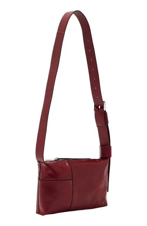 ALLSAINTS Alba Shine Leather Crossbody Bag - Garnet Red