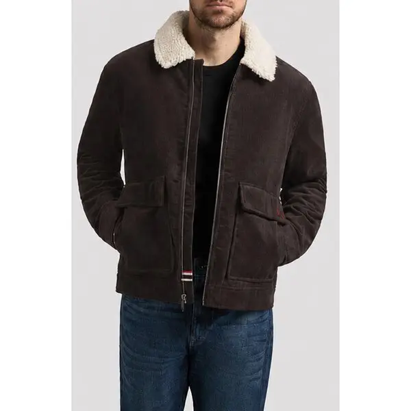 Hunter Crace Corduroy Jacket With Faux Shearling Collar - After Dark