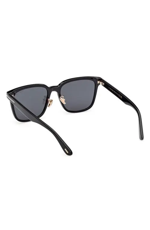 TOM FORD 58mm Square Sunglasses - Shiny Black/smoke