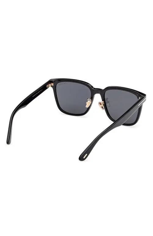 TOM FORD 58mm Square Sunglasses - Shiny Black/smoke
