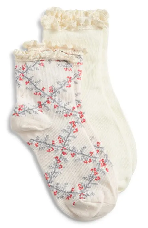 STEMS Assorted 2-pack Lace Trim Trellis Socks - Rose Nectar
