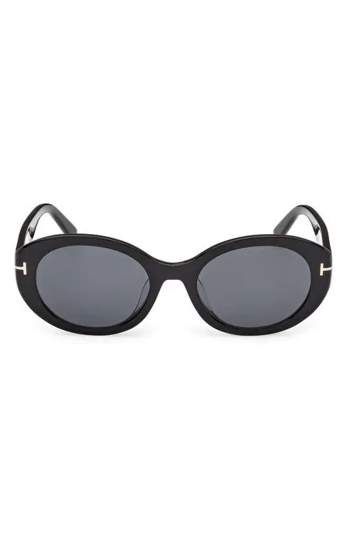 TOM FORD Oval Sunglasses - Shiny Black/smoke