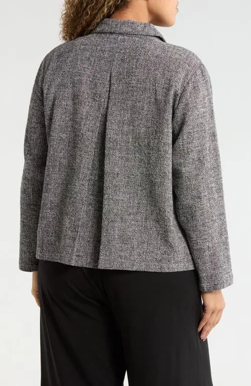Eileen Fisher Classic Collar Stretch Organic Cotton Zip Jacket