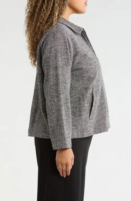 Eileen Fisher Classic Collar Stretch Organic Cotton Zip Jacket