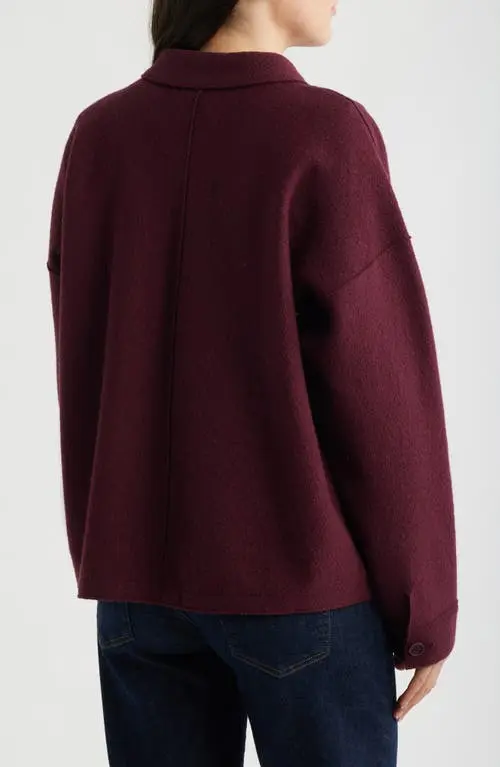 Eileen Fisher Classic Collar Wool Jacket - Wine