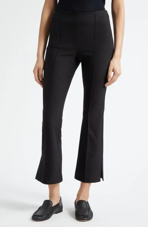 Vince Mid Rise Crop Flare Pants With Side Split Hem - Black