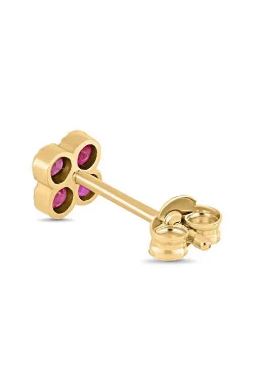 Bony Levy 18k Gold Gemstone Clover Stud Earrings - 18k Yellow Gold/ruby