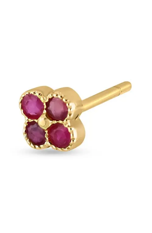 Bony Levy 18k Gold Gemstone Clover Stud Earrings - 18k Yellow Gold/ruby