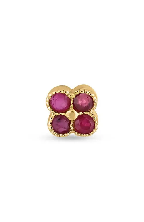 Bony Levy 18k Gold Gemstone Clover Stud Earrings - 18k Yellow Gold/ruby
