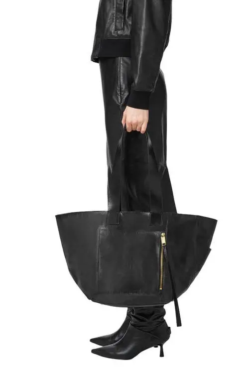 ALLSAINTS Alba Shine Leather East/west Tote