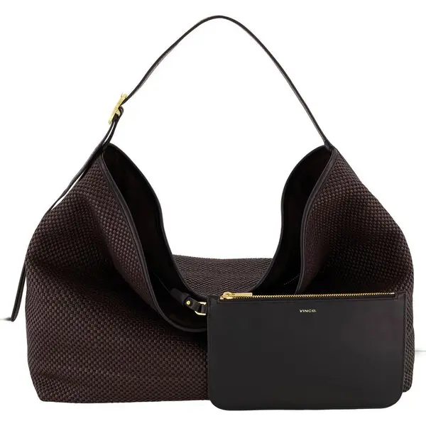 Vince Medium Vivian Woven Leather Hobo Bag