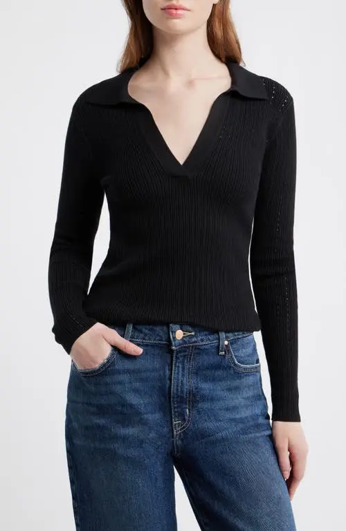 Madewell Johnny Collar Sweater - Jet Black