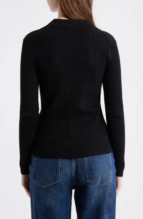 Madewell Johnny Collar Sweater - Jet Black
