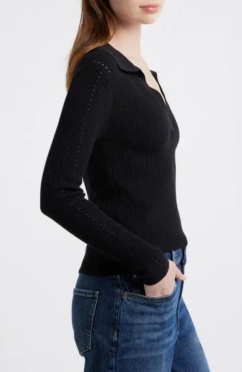 Madewell Johnny Collar Sweater - Jet Black